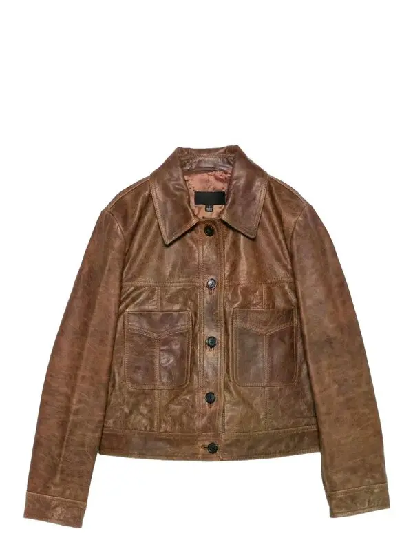 NILI LOTAN Susannah Leather Flap-pocket Jacket - Brown