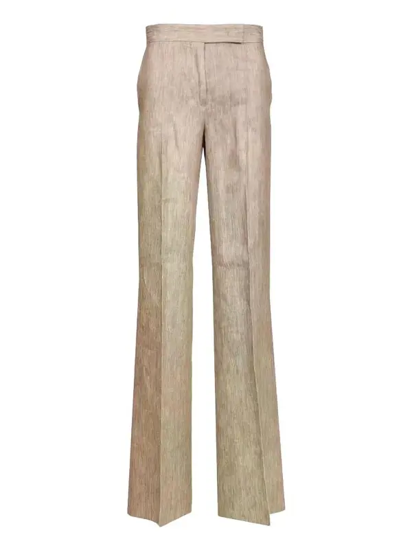 Max Mara Chevron Pattern Linen Wide Leg Trousers - Neutrals