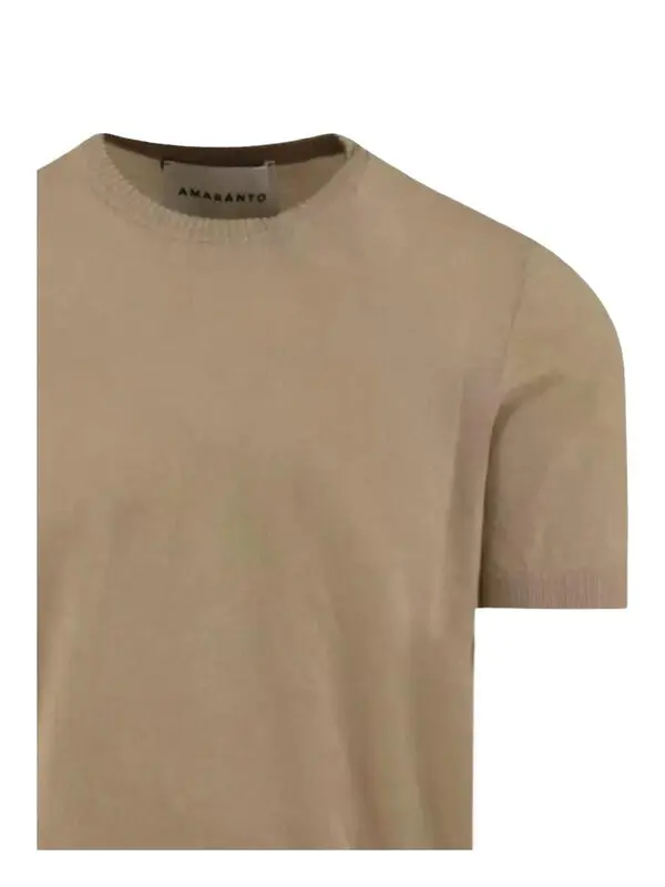 AMARANTO Fine-knit Short-sleeve Sweater - Neutrals