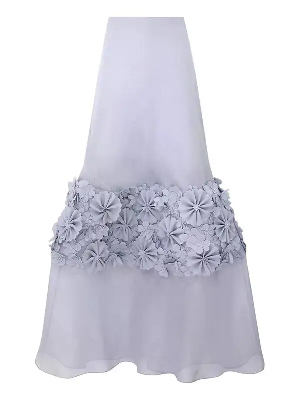 Zimmermann Floral Appliqué Maxi Skirt - Grey