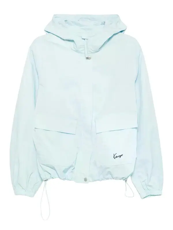 Kenzo Embroidered Logo Hooded Jacket - Blue