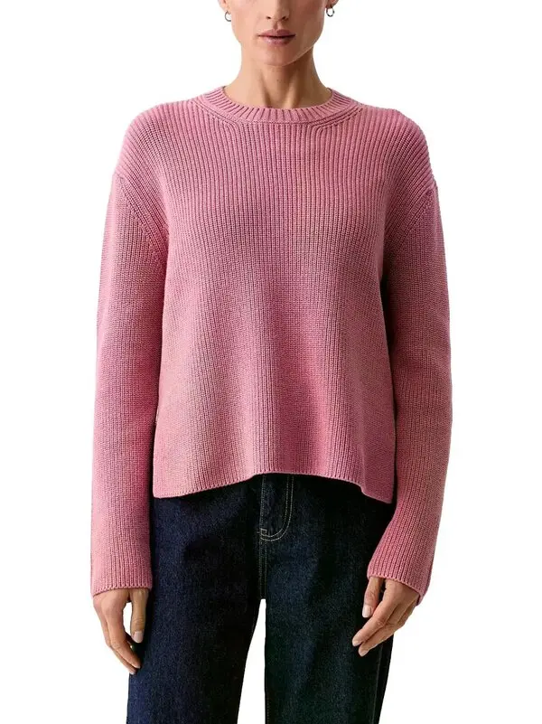 Marc O'polo Ribbed Knit Crew Neck Long Sleeve Pullover - Pink