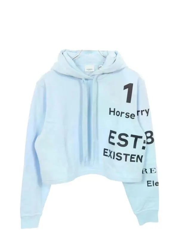 Burberry Horseferry Print Cropped Hoodie - Blue