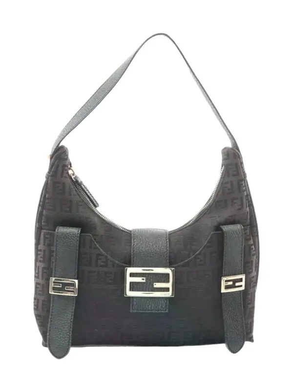 Fendi Dark Zucchino Canvas Shoulder Bag - Brown