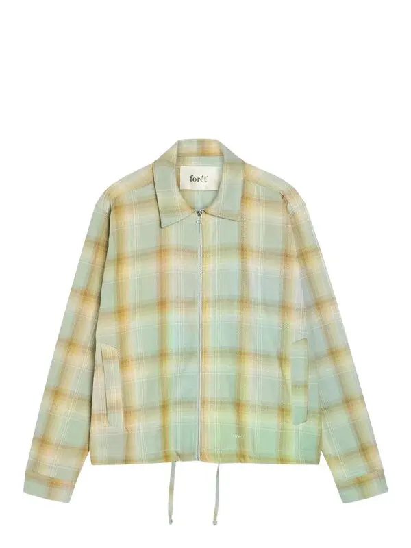 FORET Check-pattern Zip-up Jacket - Green