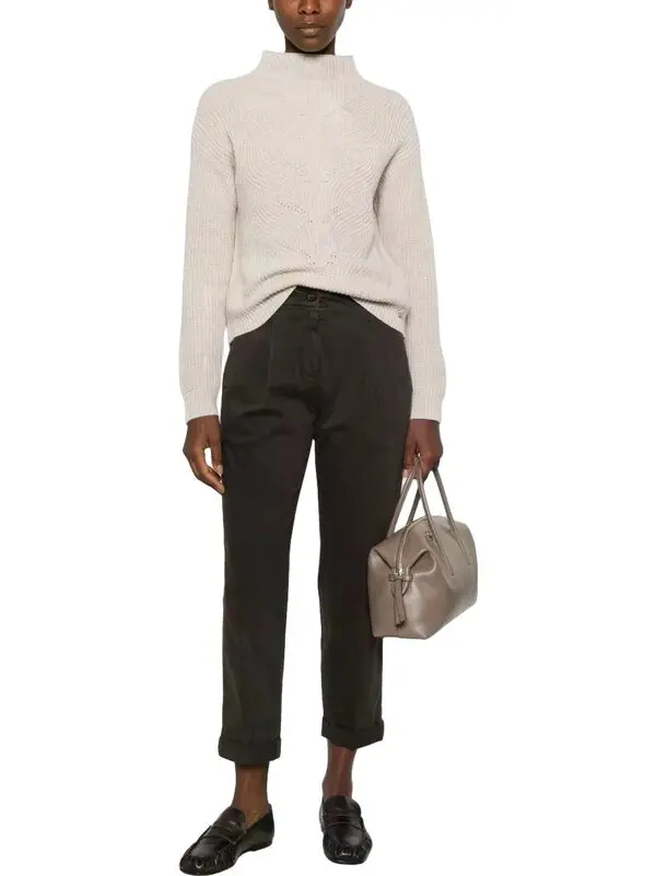 Peserico Pleated Detail Turn-up Trousers - Brown