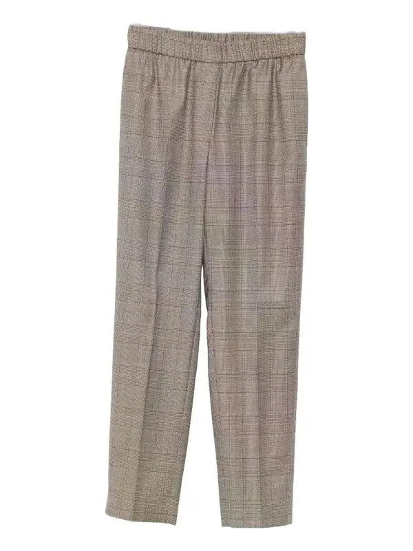 Peserico Check-pattern Tapered Leg Trousers - Brown