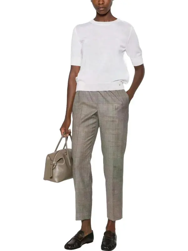 Peserico Check-pattern Tapered Leg Trousers - Brown