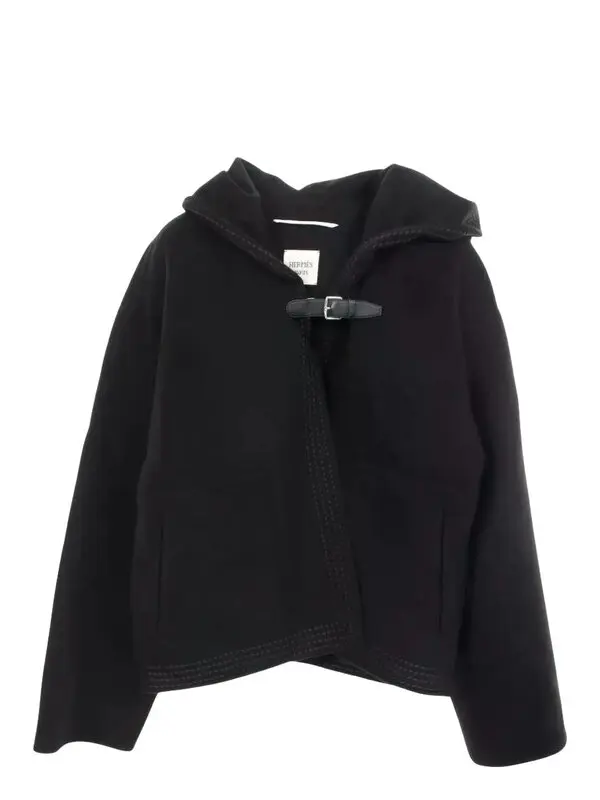 Hermès Cashmere Cardigan With Hood And Buckle Closure - Black
