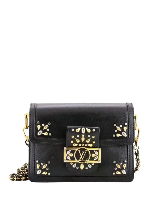 LOUIS VUITTON Dauphine Studded Leather Mini Shoulder Bag - Black