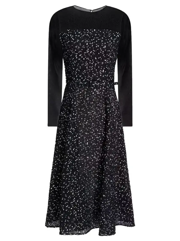 Oscar De La Renta Fil-coupé Belted Dress - Black