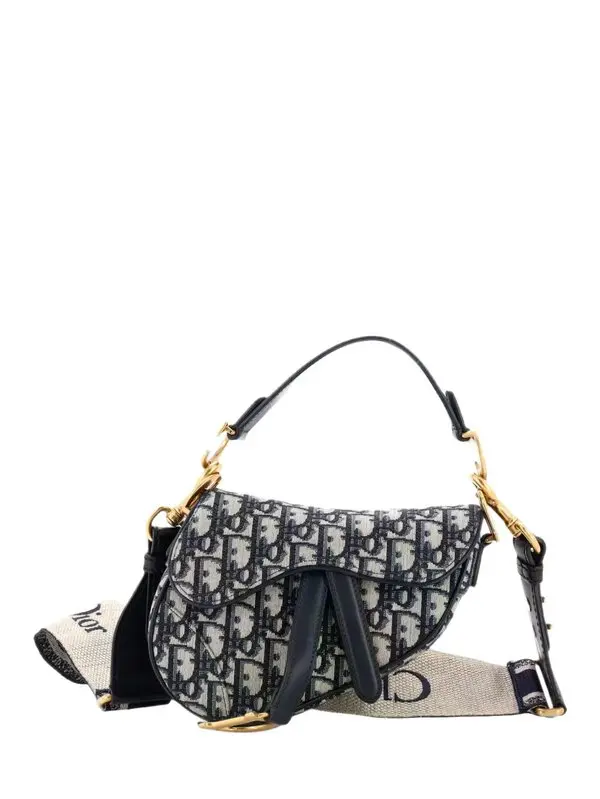 Dior Saddle Handbag With Strap Oblique Canvas Mini Shoulder Bag - Blue
