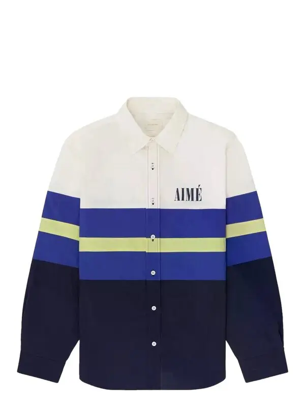 Aimé Leon Dore Colorblock Logo-print Shirt - Blue