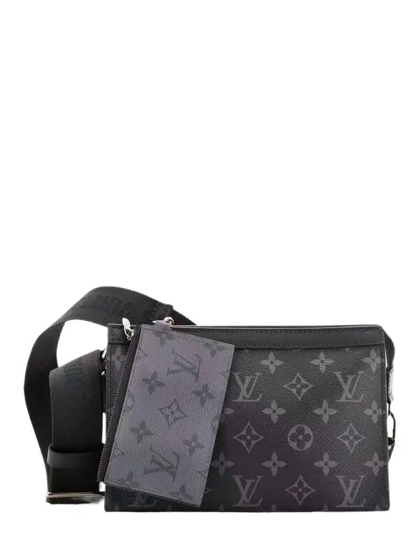 LOUIS VUITTON Gaston Wearable Wallet Monogram Eclipse Canvas Crossbody Bag - Black