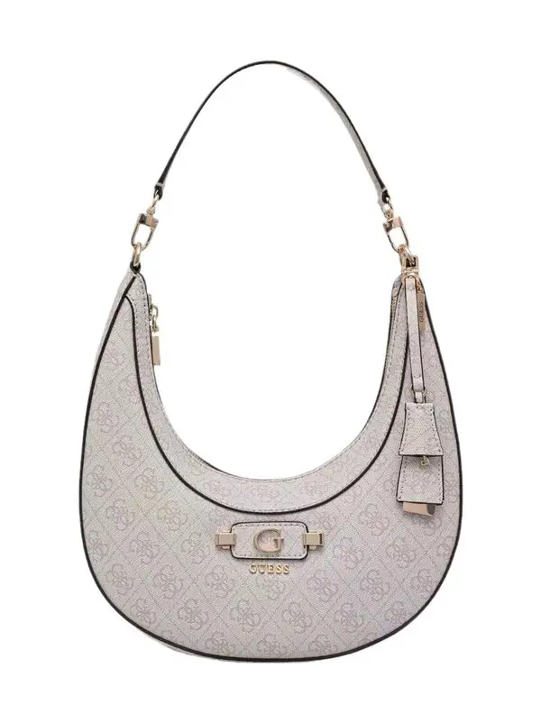 Guess Lindsey Monogram Curved Shoulder Bag - Neutrals