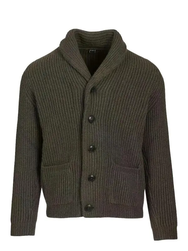 Fedeli Ribbed Shawl-collar Cardigan - Green