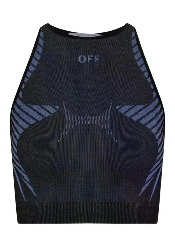 Off-White Logo Detail Racerback Cropped Top - Black