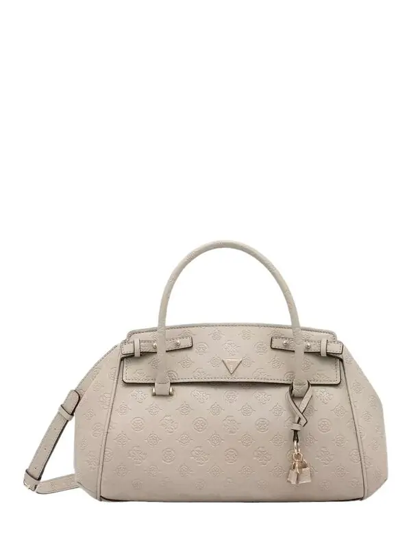 Guess Logo-embossed Padlock Detail Shoulder Bag - Neutrals
