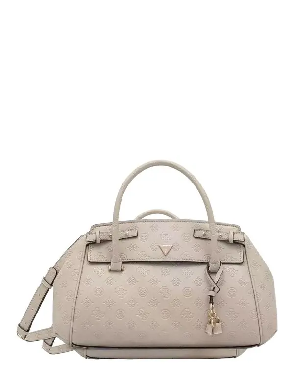 Guess Logo-embossed Padlock Detail Shoulder Bag - Neutrals