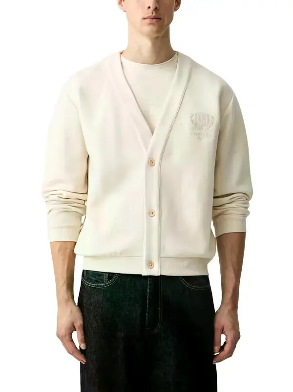 Guess Embroidered Logo Cardigan - Neutrals
