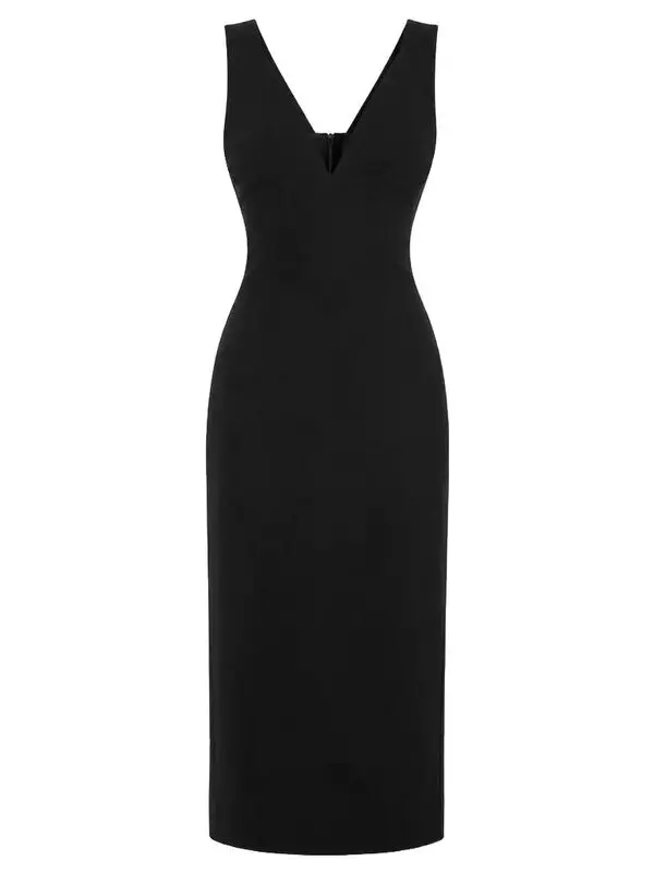 Victoria Beckham Bonded Crepe Midi Dress - Black
