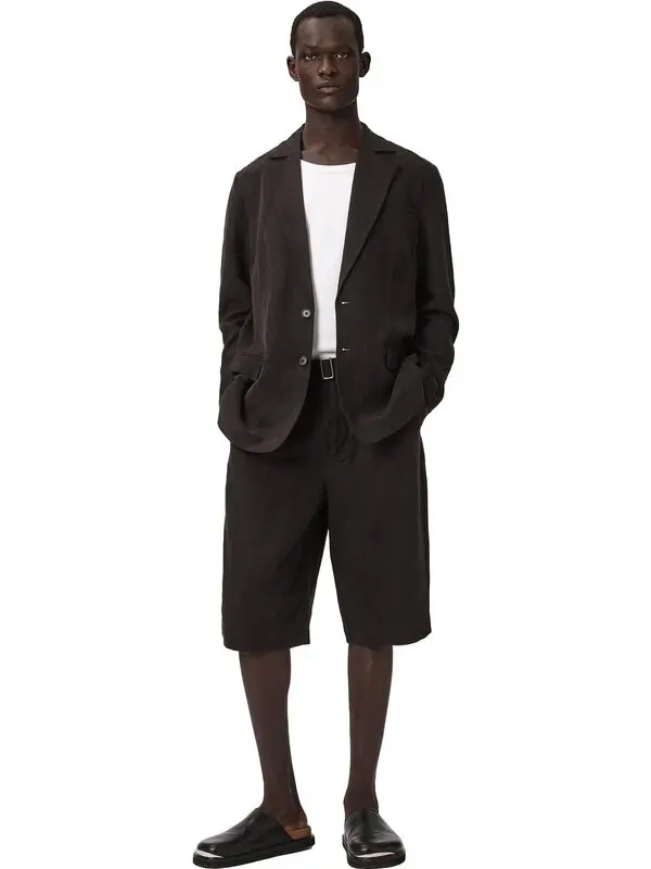 ALLSAINTS Marko Tailored Linen Blend Shorts - Black