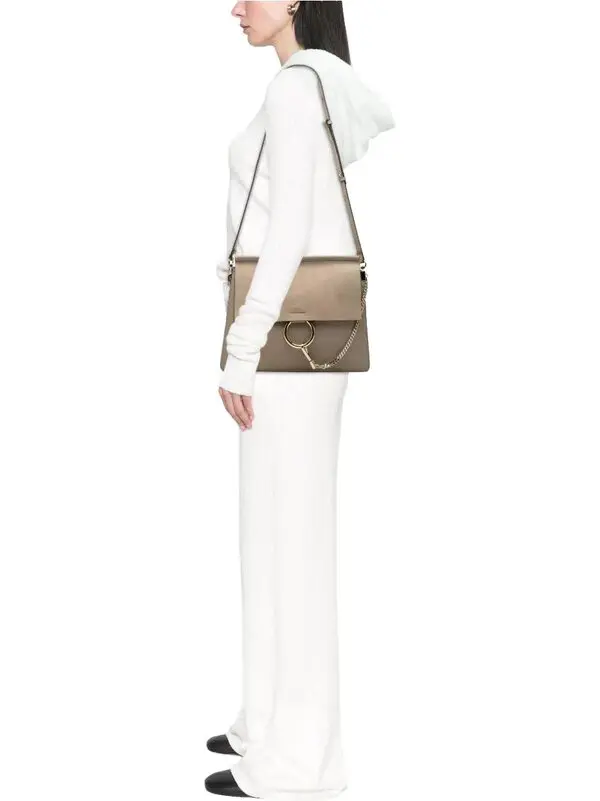 Chloé Faye Medium Calfskin And Suede Crossbody Bag - Brown