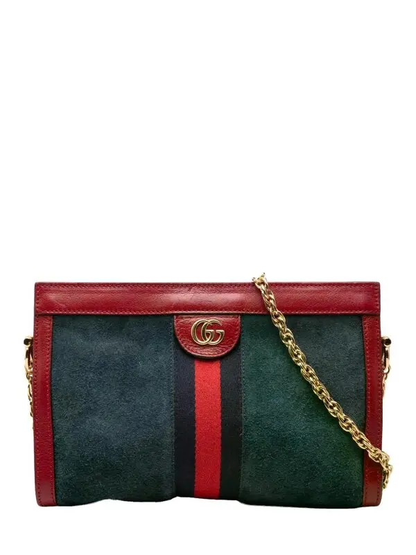 Gucci Suede Web Ophidia Chain Crossbody Bag - Blue