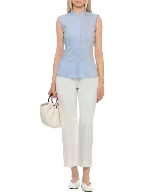 EMME Sleeveless Shirt With Strass Embellishment - Blue