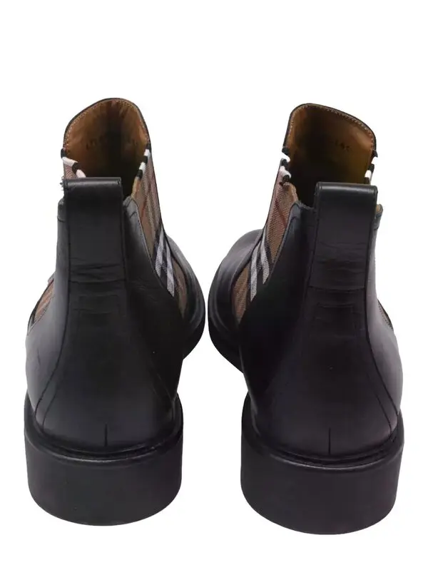 Burberry Leather Check Detail Chelsea Boots - Black