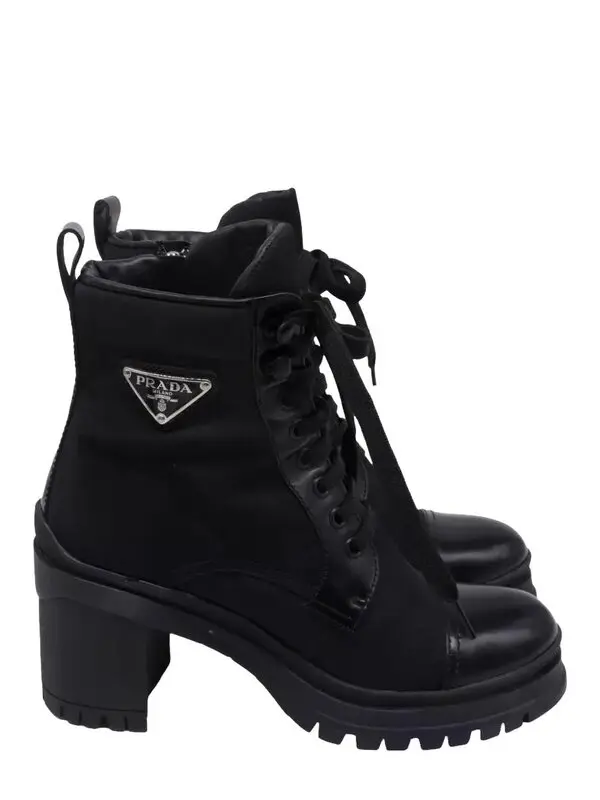 Prada Re-nylon Lace-up Ankle Boots - Black