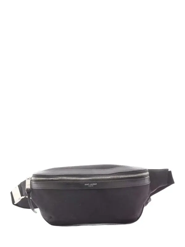 Saint Laurent Canvas Leather Trim Belt Bag - Black