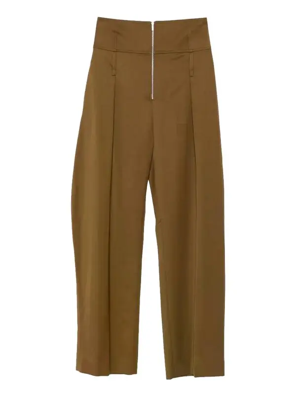 FERRAGAMO Wool Zip-fastening Trousers - Brown