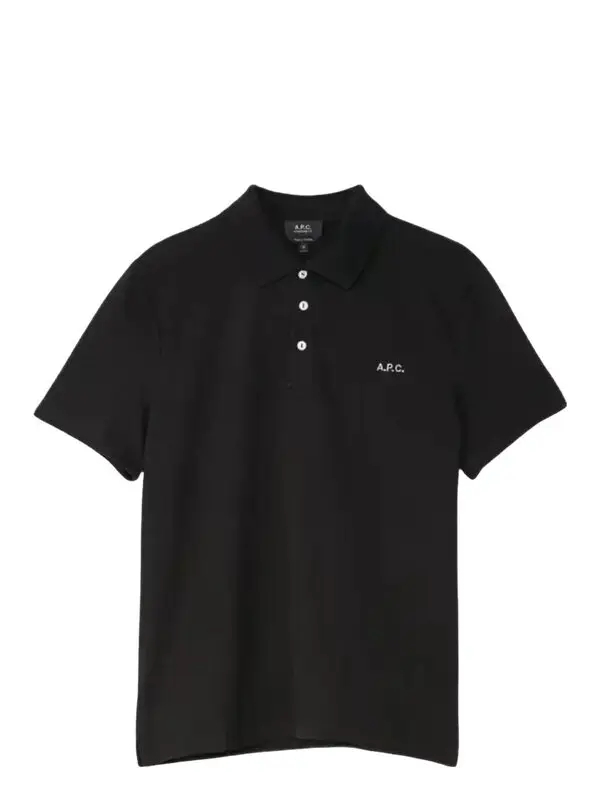 A.p.c. Logo-print Cotton Polo Shirt - Black