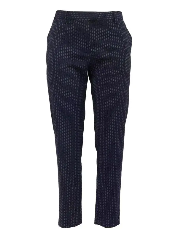 Altuzarra Navy Patterned Cropped Trousers - Blue