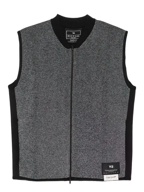 Y3 Skull Print Zip-up Gilet - Black