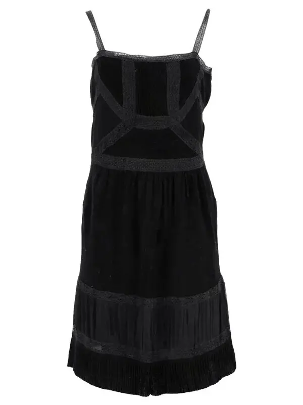 Moschino Lace-trimmed Sleeveless Square Neck Dress - Black