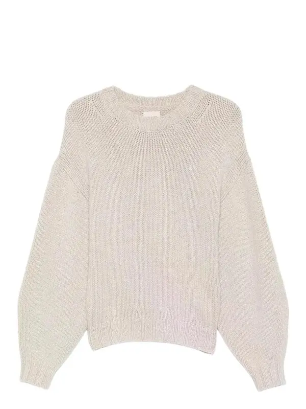 Khaite Ribbed Knit Balloon Sleeve Sweater - Neutrals