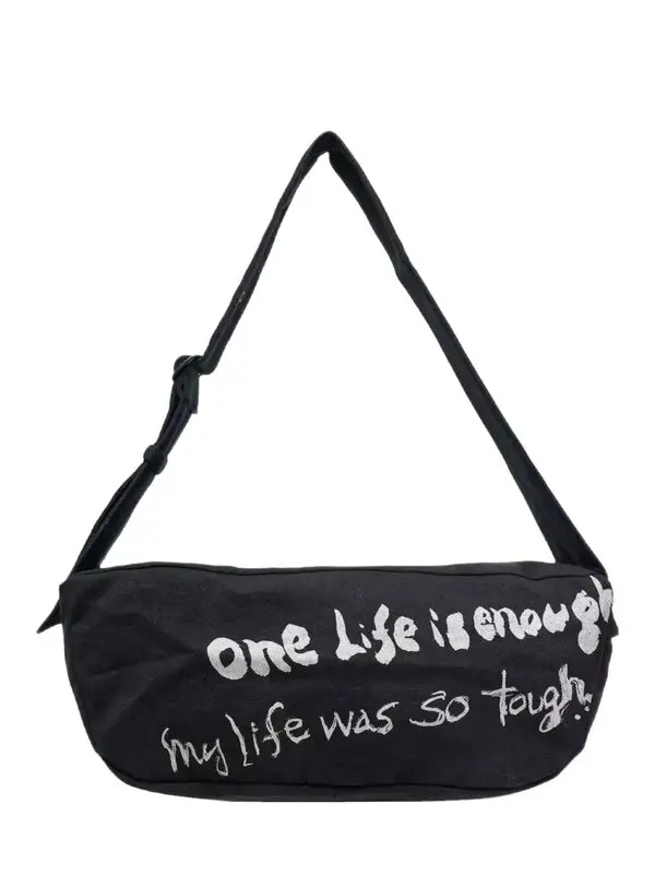 Y’s Graphic Print Box Shoulder Bag - Black