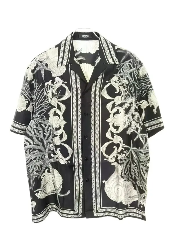 Versace 2010s Barocco Sea-print Shirt - Black