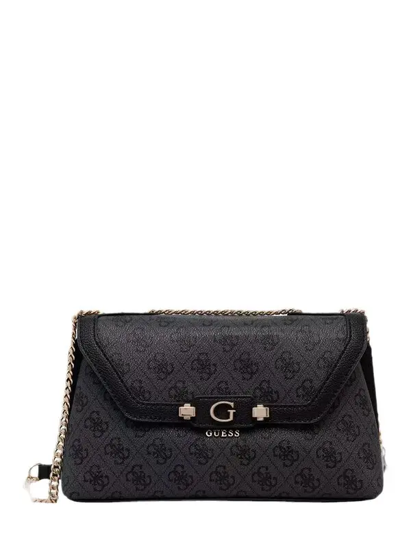 Guess Lindsey Shoulder Bag With All-over Logo Print - Grey