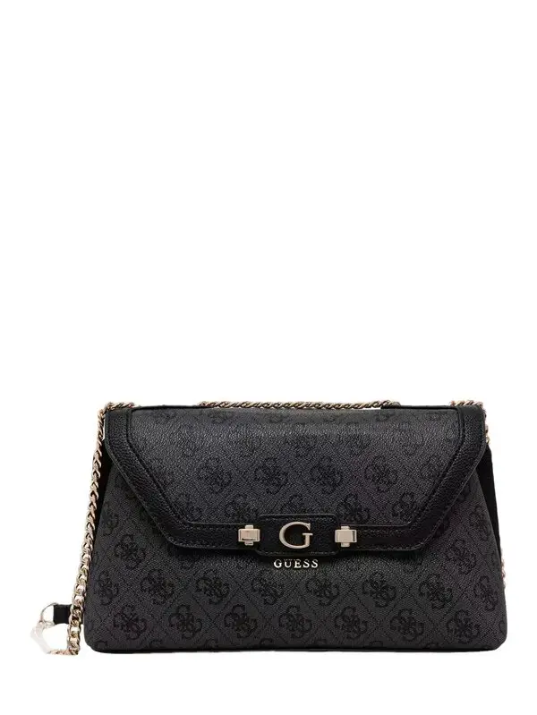 Guess Lindsey Shoulder Bag With All-over Logo Print - Grey