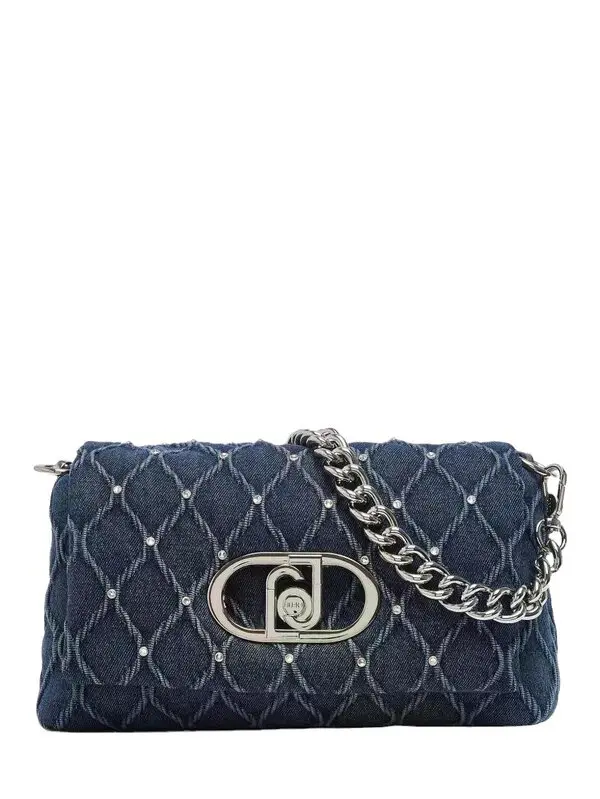 Liu Jo Medium Quilted Denim Shoulder Bag With Rhinestone Embellishments - Blue