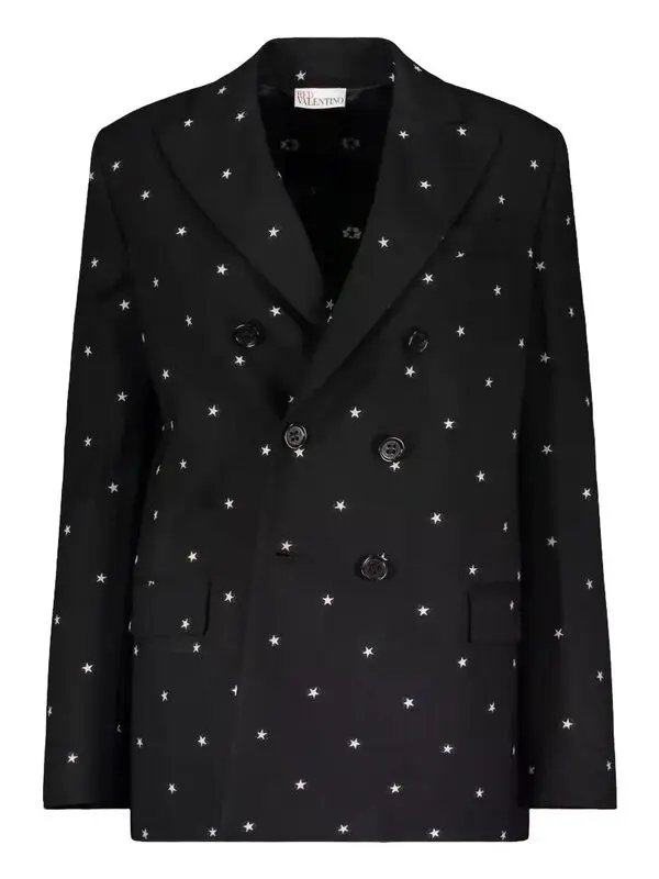 Red Valentino Star-print Double-breasted Blazer - Black