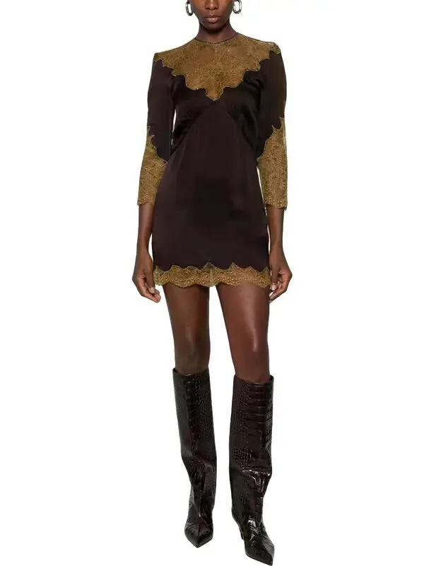 Attico Lace-trim Mini Dress - Brown