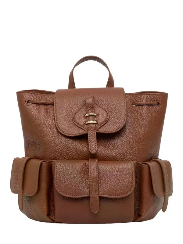 COCCINELLE Medium Mavery Grainy Leather Drawstring Backpack - Brown