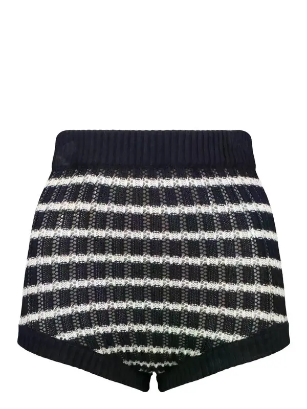 Red Valentino Striped Pointelle-knit Shorts - Black