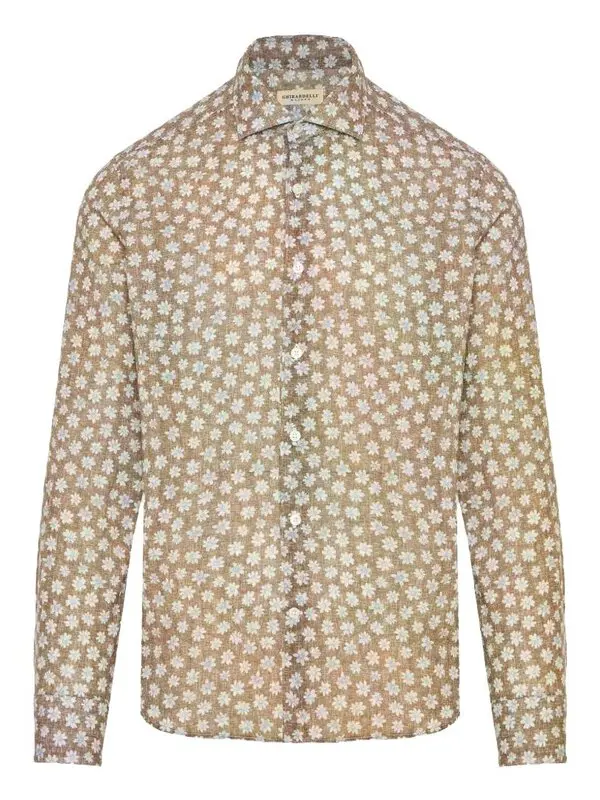 GHIRARDELLI NEXT Floral-print Long-sleeve Shirt - Brown