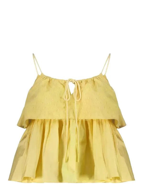 Red Valentino Tie-front Tiered Spaghetti Strap Top - Yellow