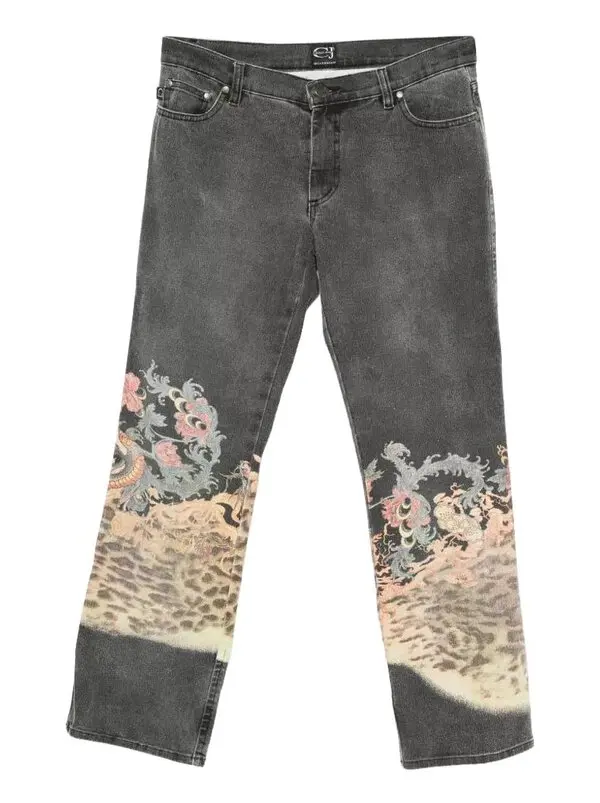 Roberto Cavalli 2000s Leopard-print Jeans - Grey